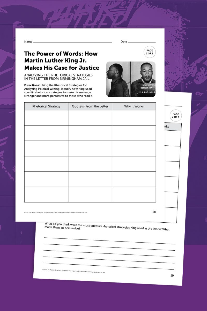 MLK Jr.'s Letter from Birmingham Jail Worksheet Bundle - Dvonee.com