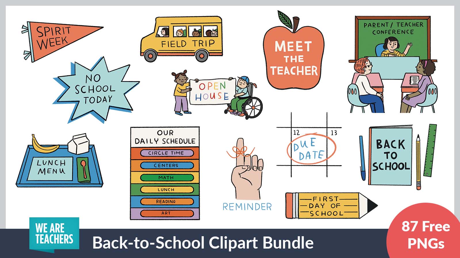 Back to School Clip Art Bundle - 87 Free PNGs for Classroom Use