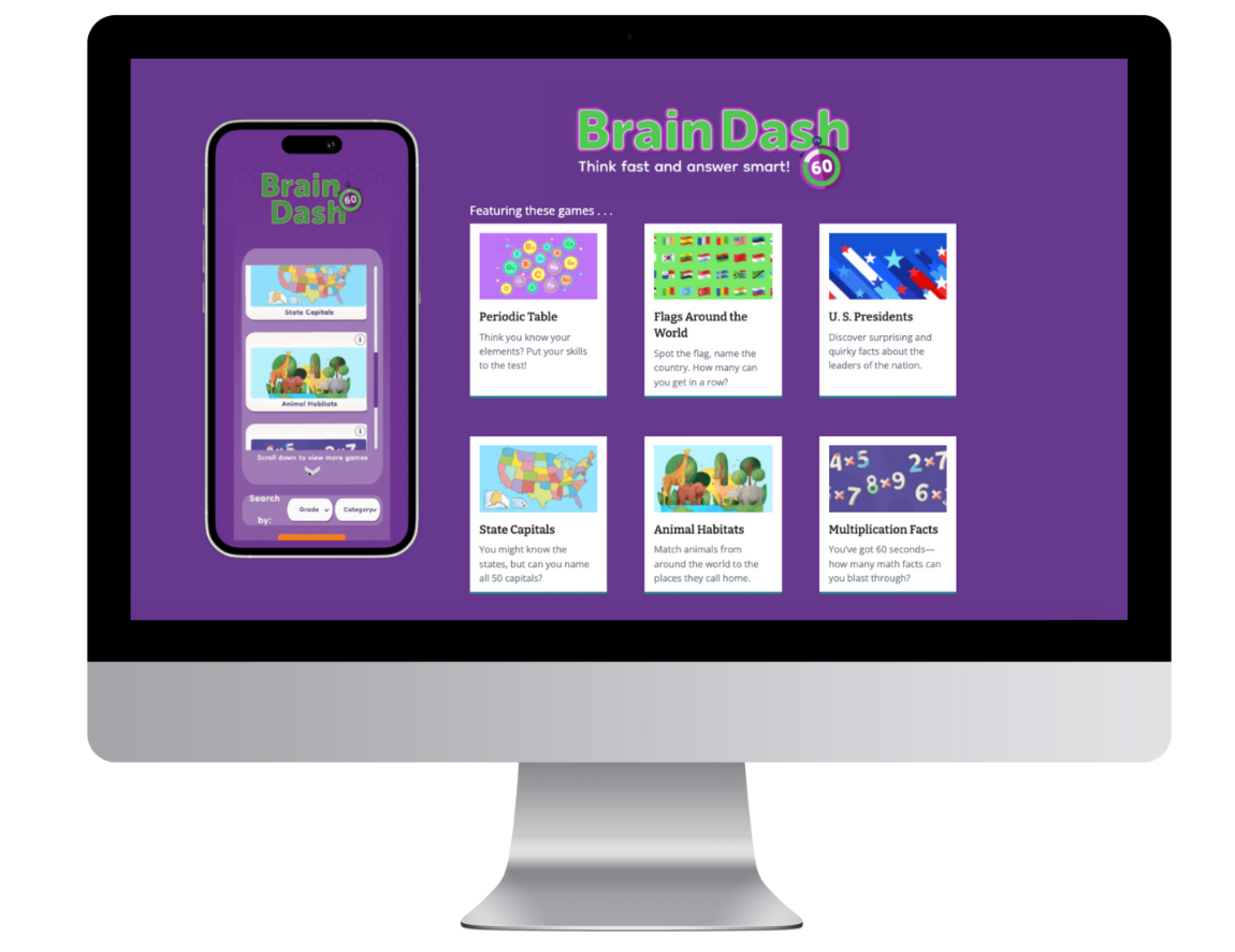 Brain Dash 60 is a Popular Quiz Game from We Are Teachers