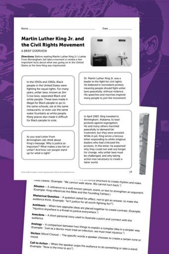 MLK Jr.'s Letter from Birmingham Jail Worksheet Bundle