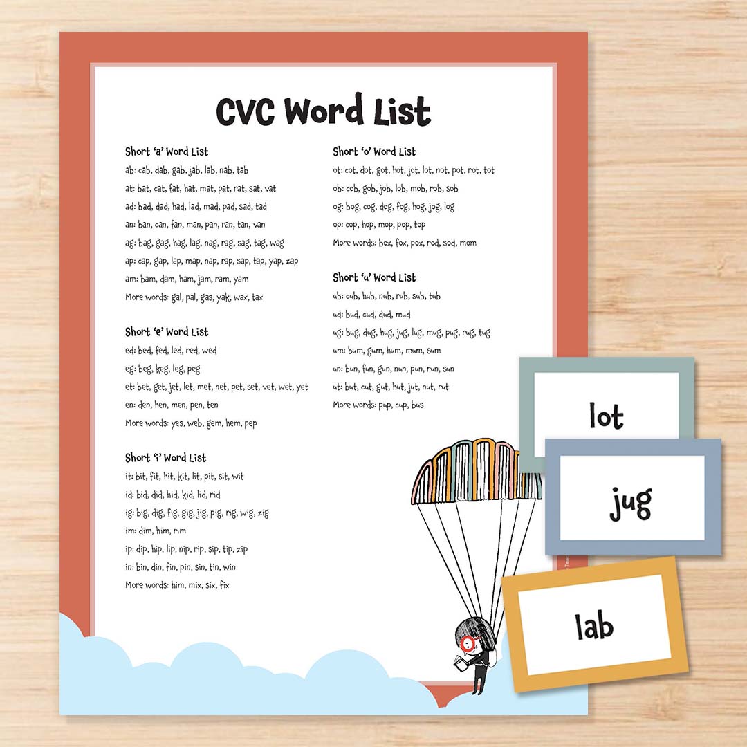 CVC Word List and Teaching Ideas (Free Printables)