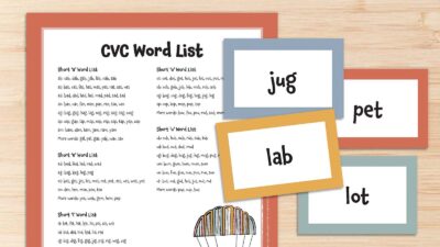 CVC Word List and Teaching Ideas (Free Printables)