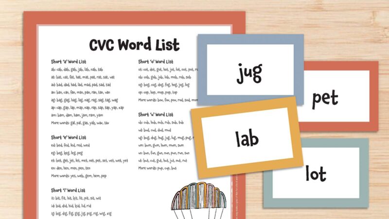 CVC Word List and Teaching Ideas (Free Printables)
