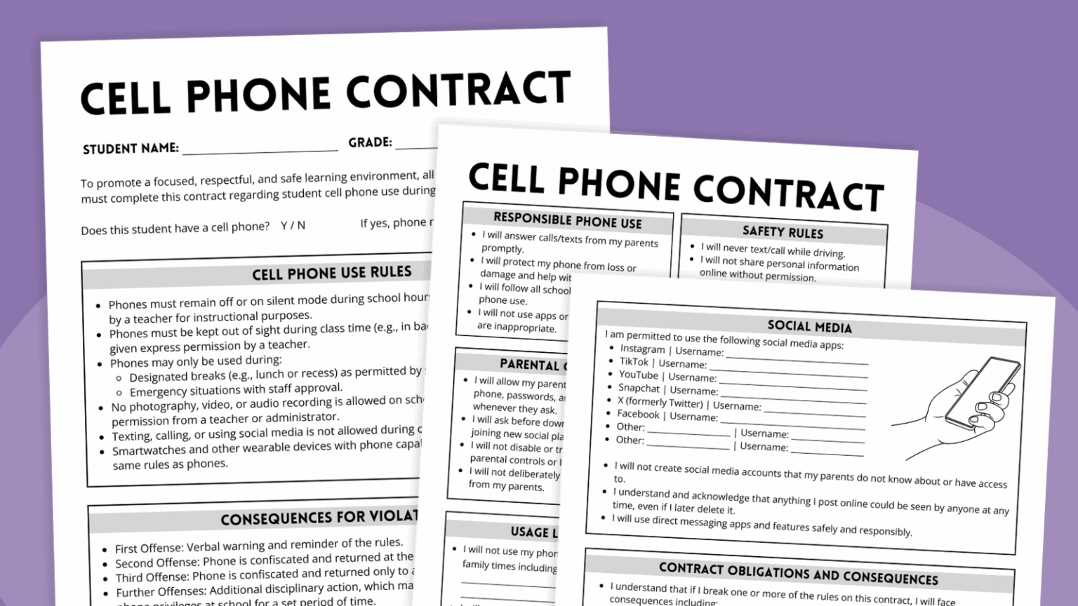 Free Printable Cell Phone Contracts for Teens - November 2025