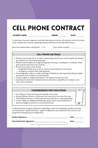 Free Printable Cell Phone Contracts for Teens - December 2025