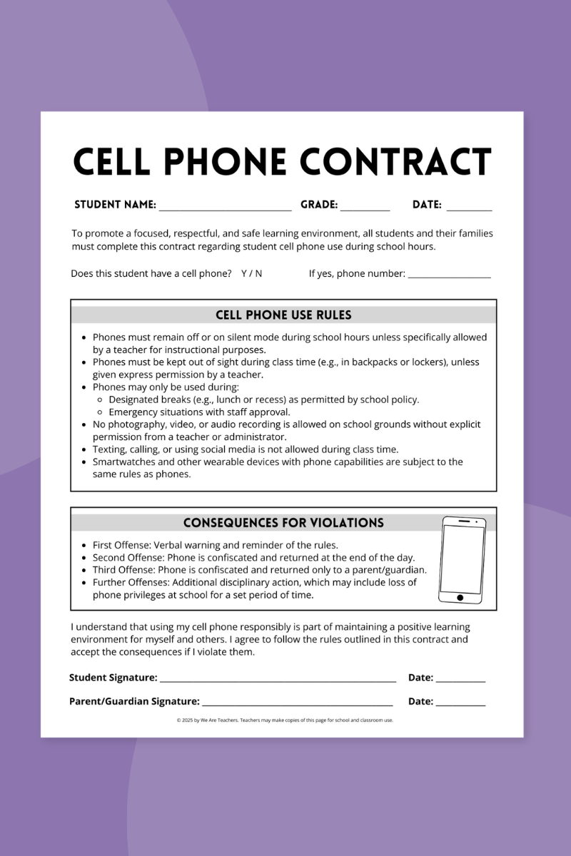 Free Printable Cell Phone Contracts for Teens - December 2025