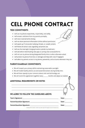 Free Printable Cell Phone Contracts for Teens