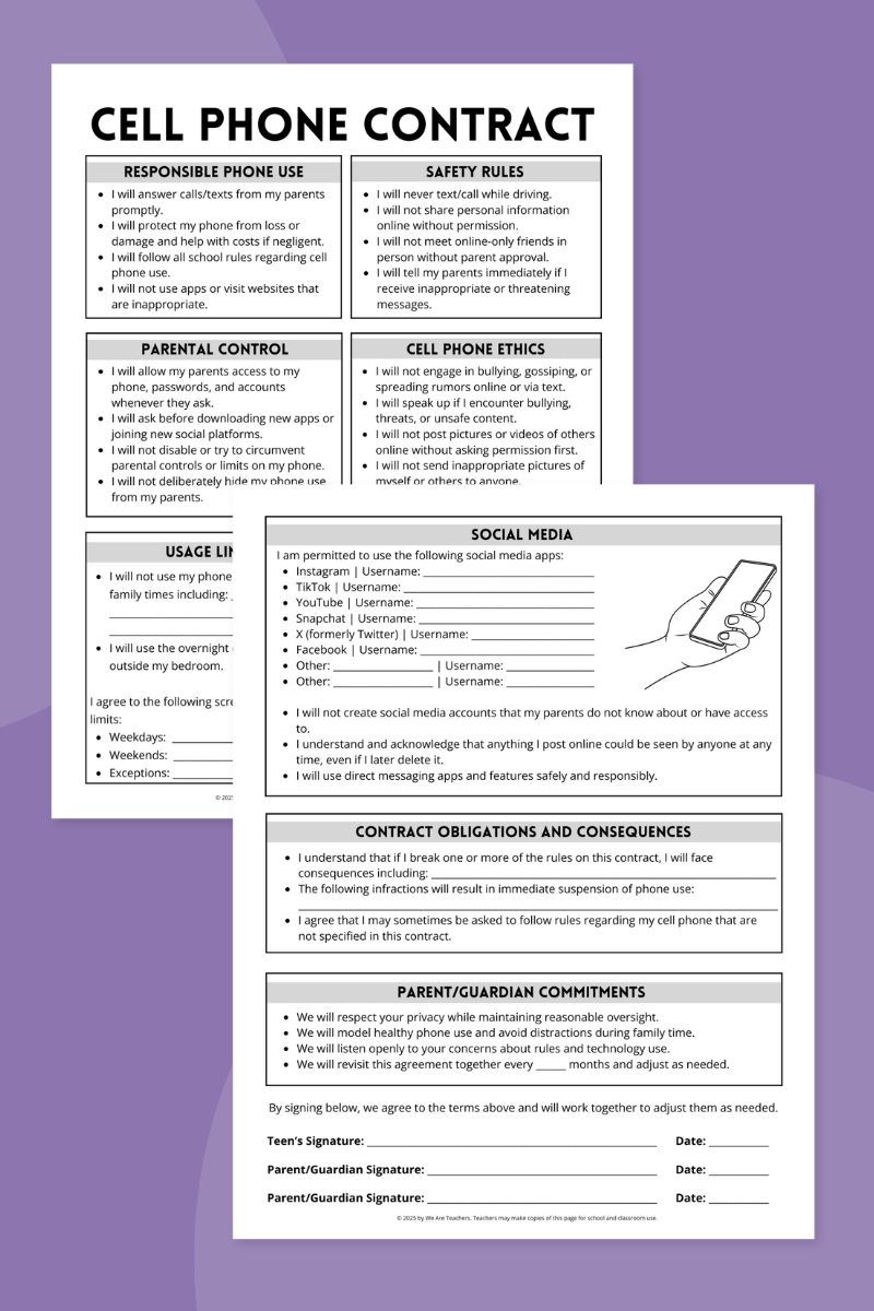 Free Printable Cell Phone Contracts for Teens - November 2025