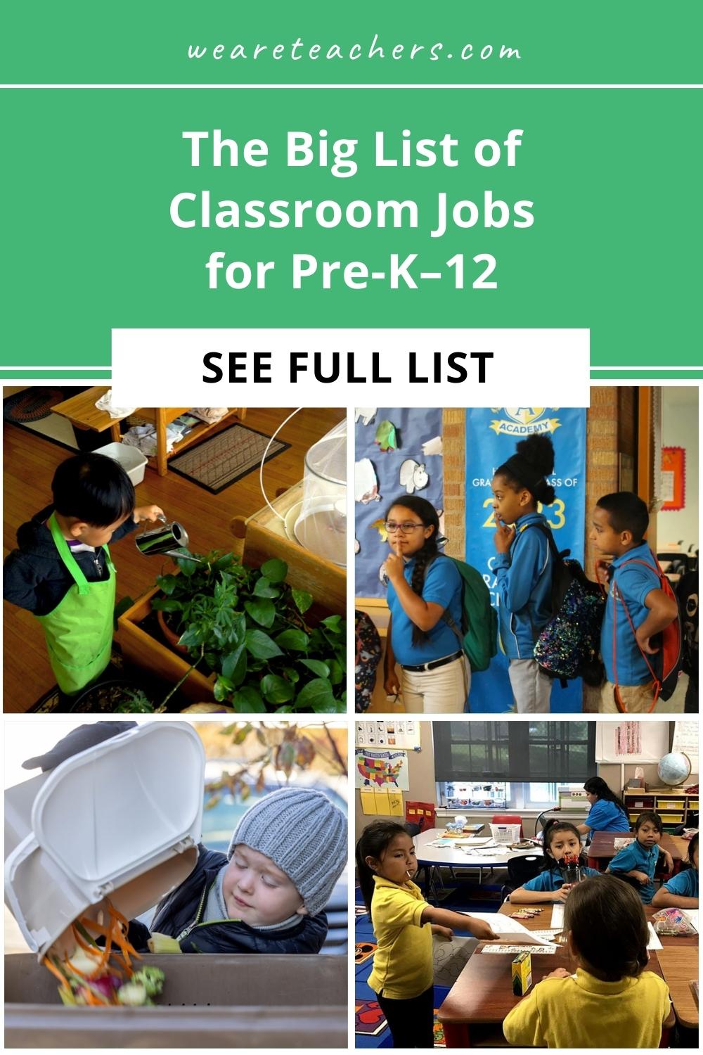 60 Classroom Jobs for Pre-K–12