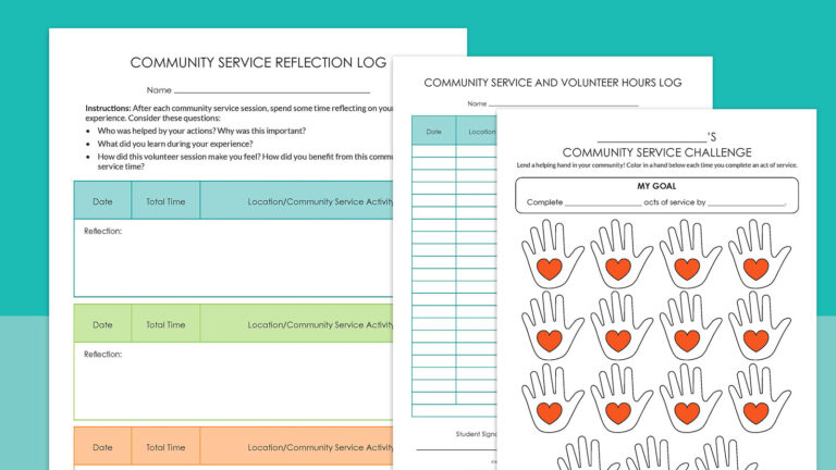 100 K-12 Service Learning Projects (Free Tracking Logs!)