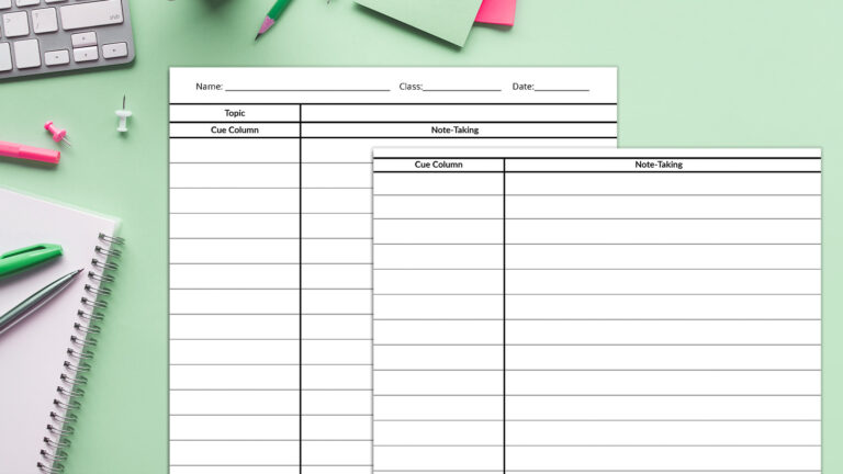 Free Cornell Notes Template for Students (Printable and Digital)