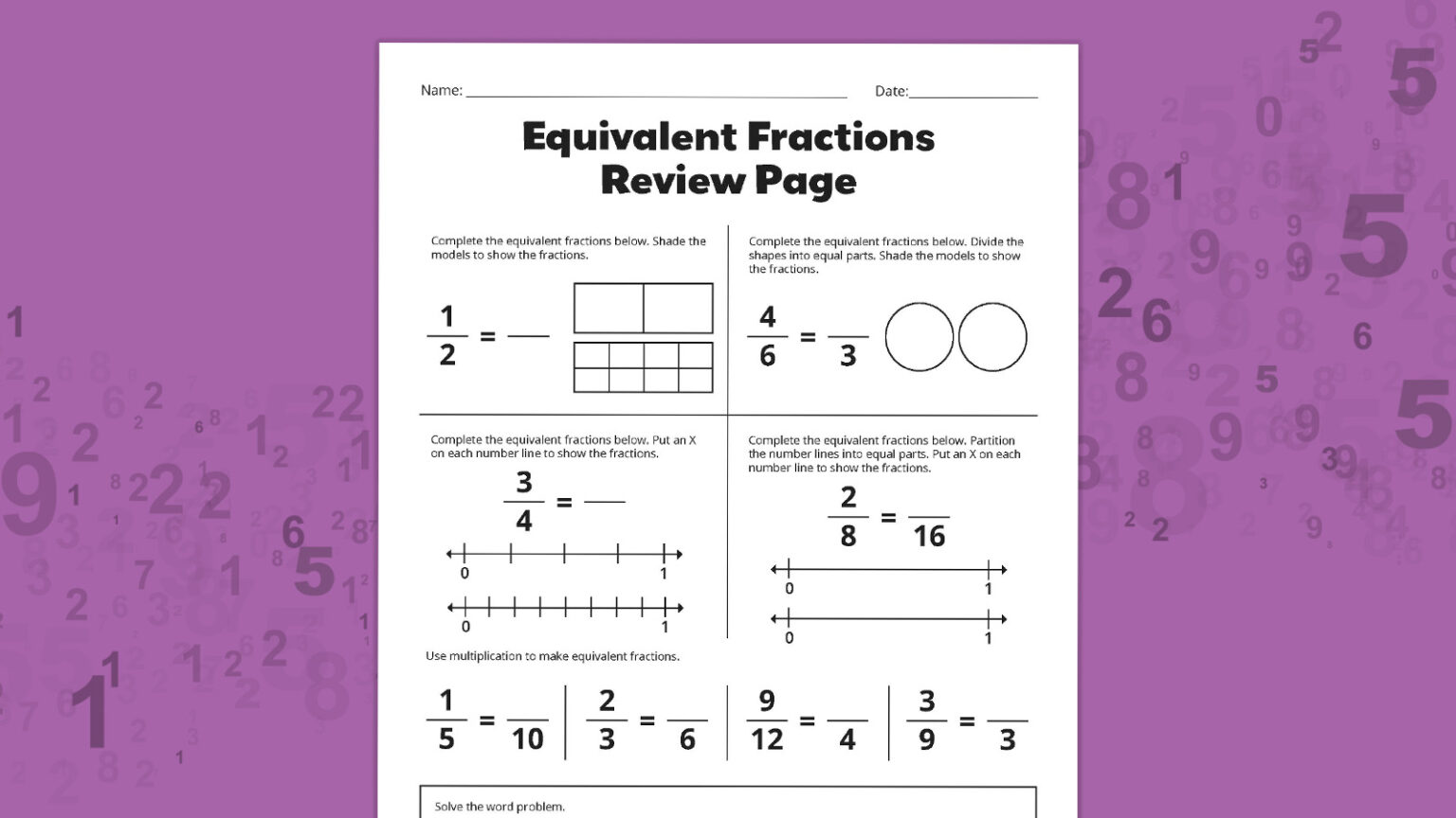 Free Equivalent Fractions Worksheets