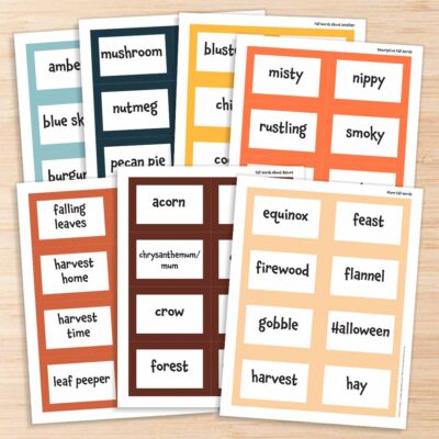 175+ Festive Fall Words (Free Printable List and Cards)