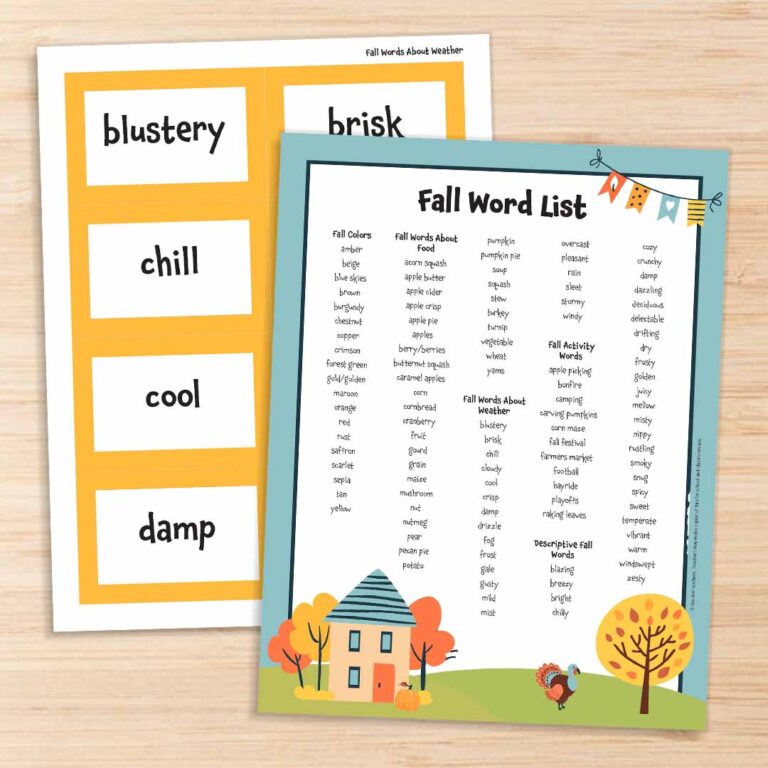 175+ Festive Fall Words (Free Printable List and Cards)