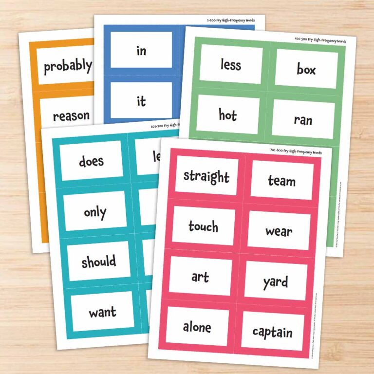 High-Frequency Word List (Free Printables and Teaching Ideas)