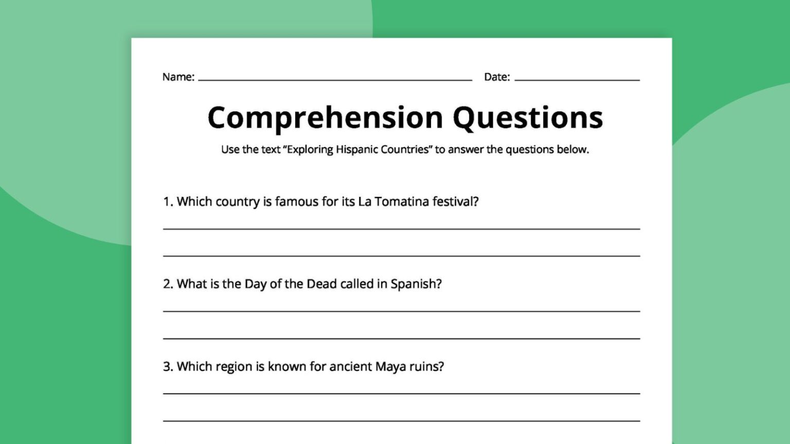 Free Printable Hispanic Heritage Month Worksheets