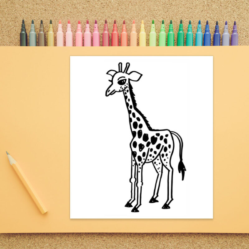 How To Draw a Giraffe (Free Printable + Video)