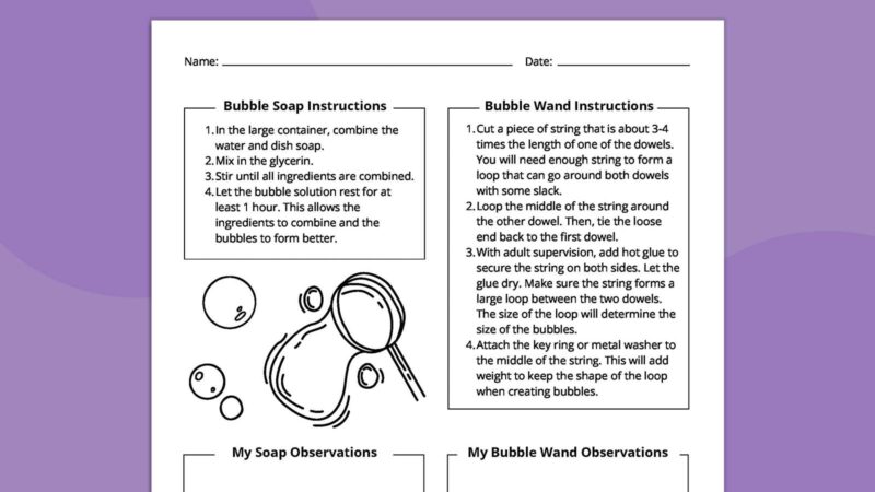Large Bubbles Experiment: How-To Plus Free Worksheet - Faberk