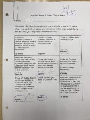 How I Use Choice Boards to Increase Student Engagement