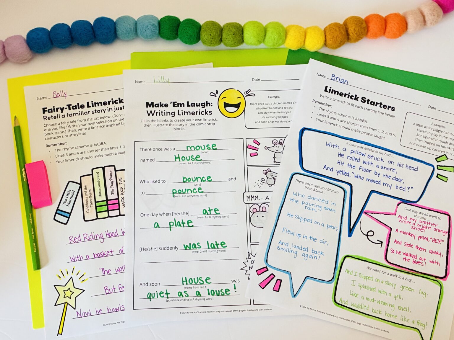 Limerick Worksheet Bundle for Kids (Free Printable)