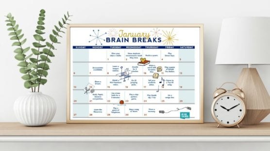 Brain Breaks Free Printable Calendar for Teachers and Students