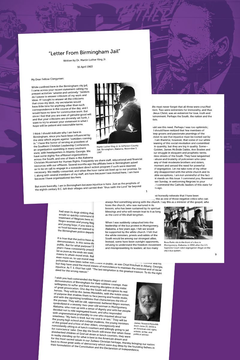 MLK Jr.'s Letter from Birmingham Jail Worksheet Bundle