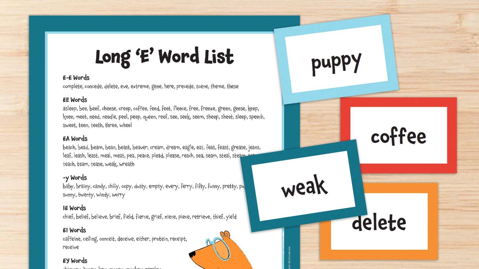 Long 'E' Words (List, Teaching Ideas, and Free Printables)