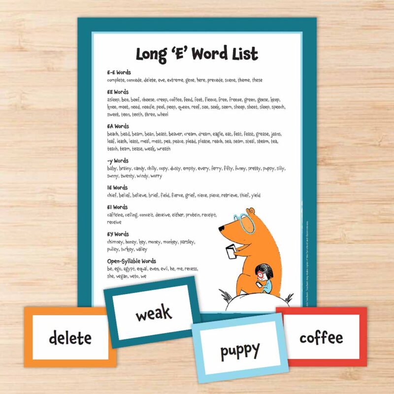 Long 'E' Words (List, Teaching Ideas, and Free Printables) - Saperap.com