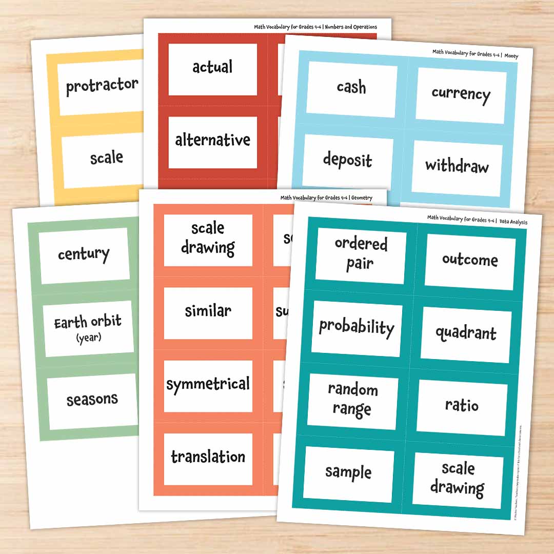 Math Words (Vocabulary List, Teaching Ideas, and Free Printables)