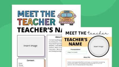 Free Meet the Teacher Template Bundle (Designs for Pre-K to 12)