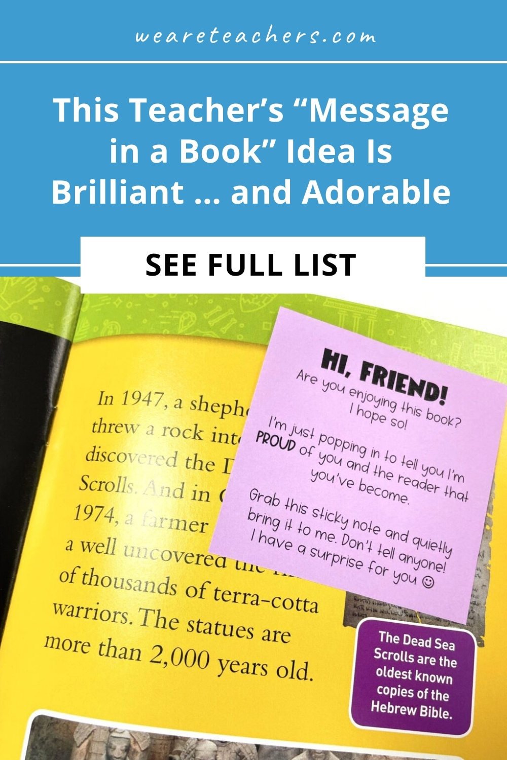 You'll Want To Steal This Teacher's "Message in a Book" Idea