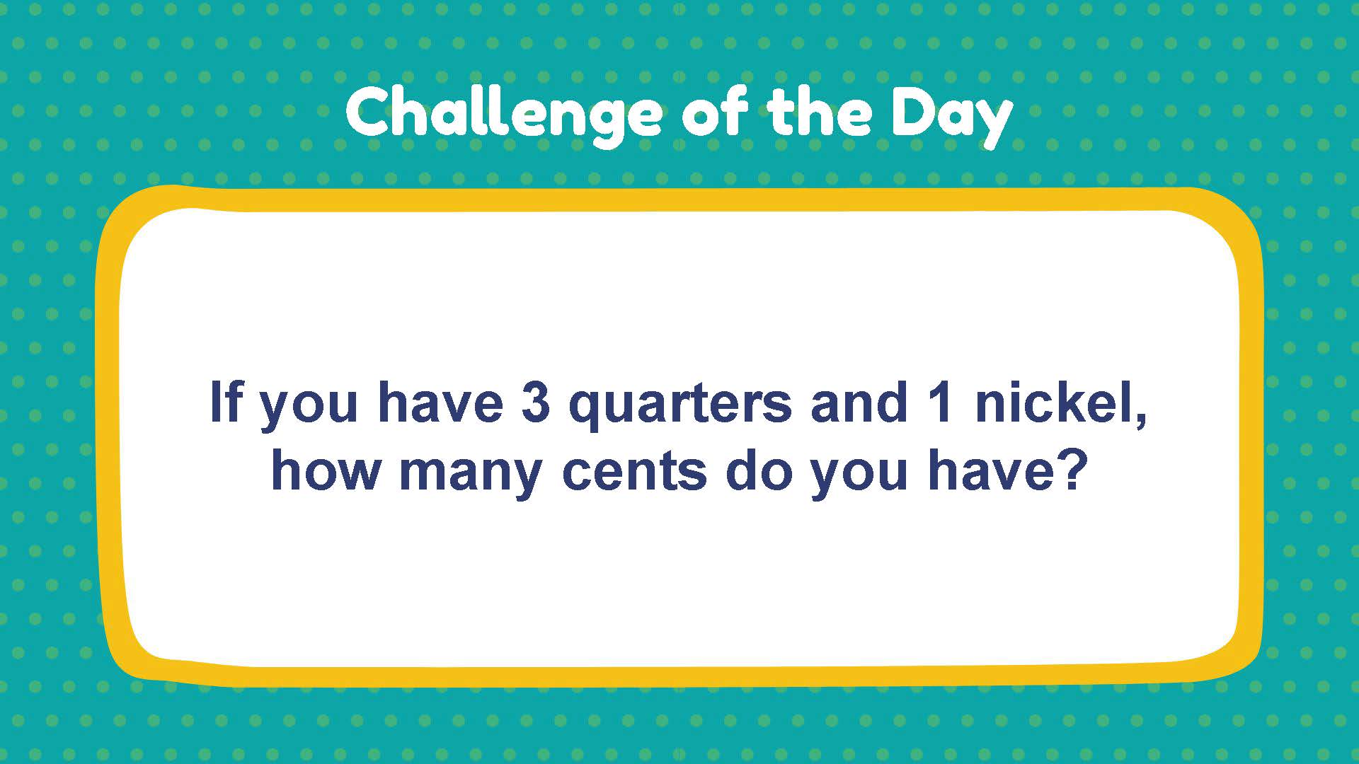 Money Word Problems: One a Day for a Month!