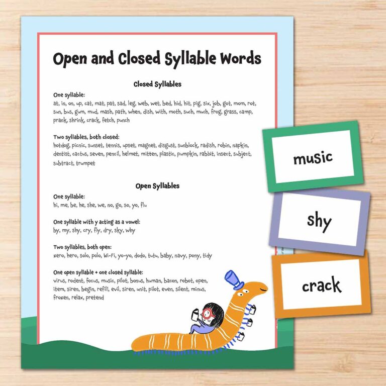 Open and Closed Syllable Words (Teaching Ideas + Free Printable)