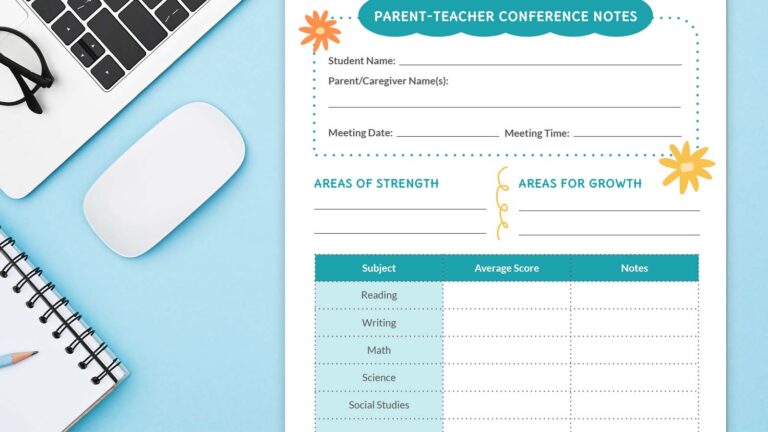Parent-Teacher Conference Form - Free Customizable Bundle