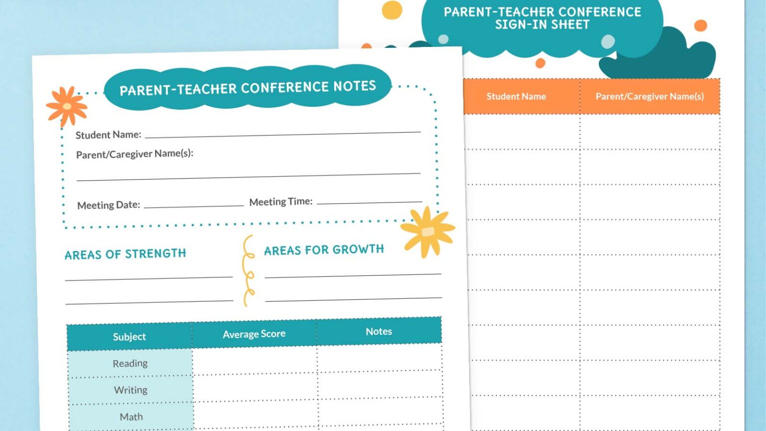 Parent-Teacher Conference Form - Free Customizable Bundle