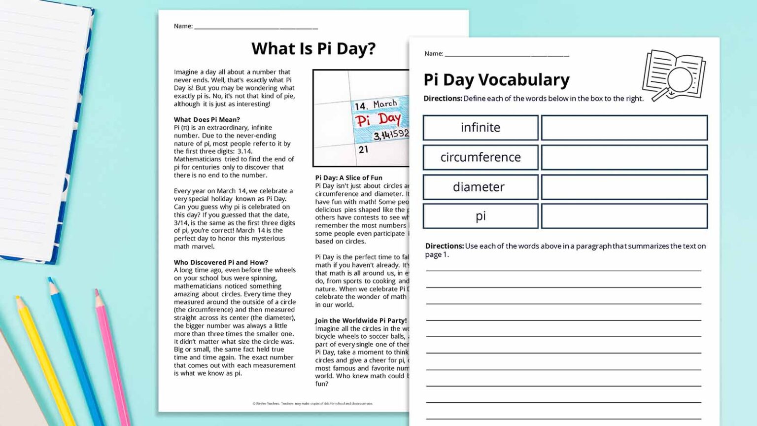 Pi Day Worksheets (Free Download) - We Are Teachers