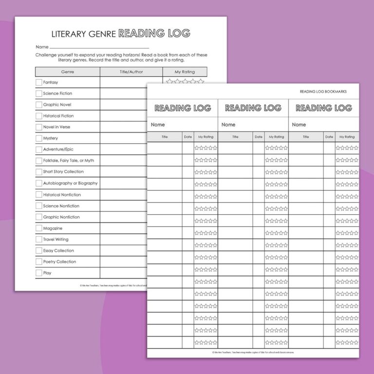 Free Reading Log Printable Bundle To Track Student Achievement