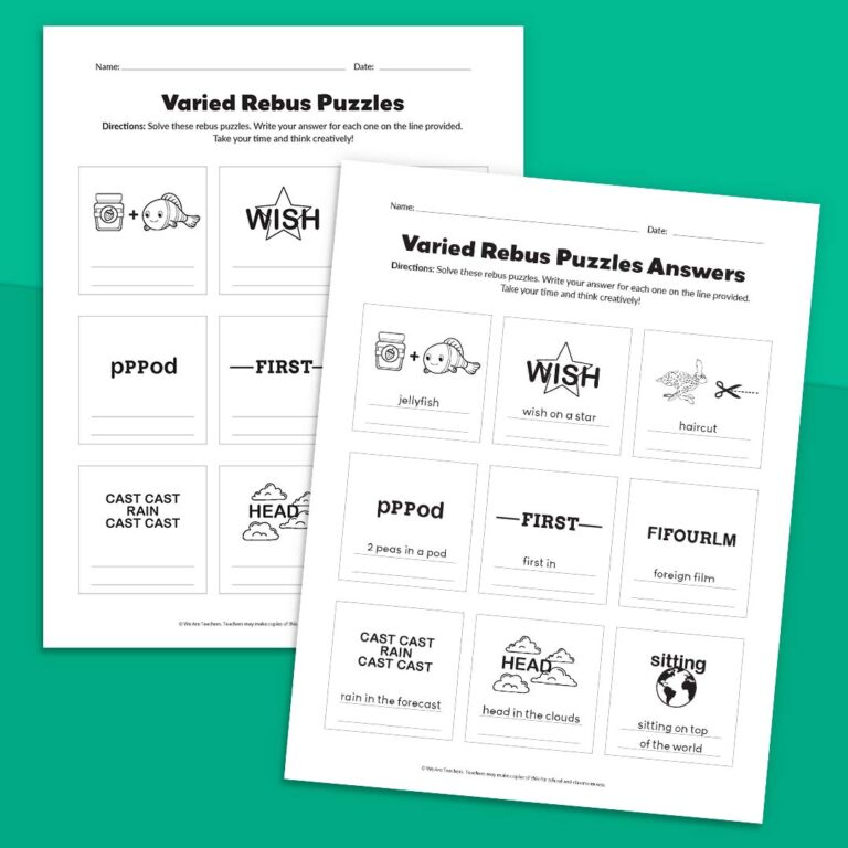 36 Rebus Puzzles With Answers (Free Printable)
