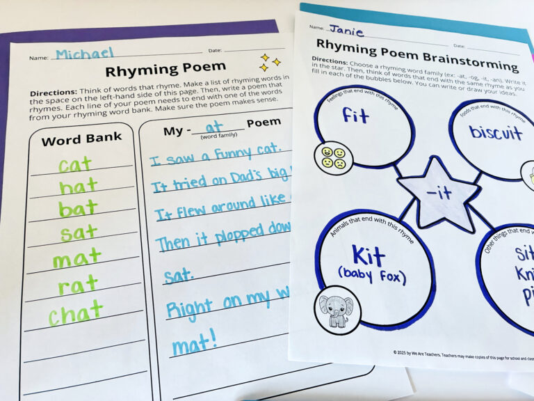 Free Printable Rhyming Poem Worksheet Bundle