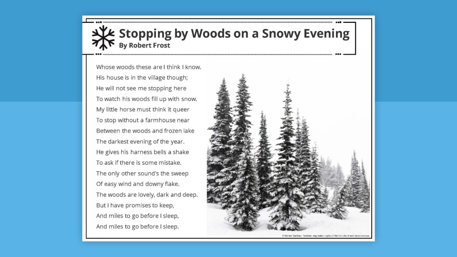 "Stopping by Woods on a Snowy Evening" (Free Printable Poem)