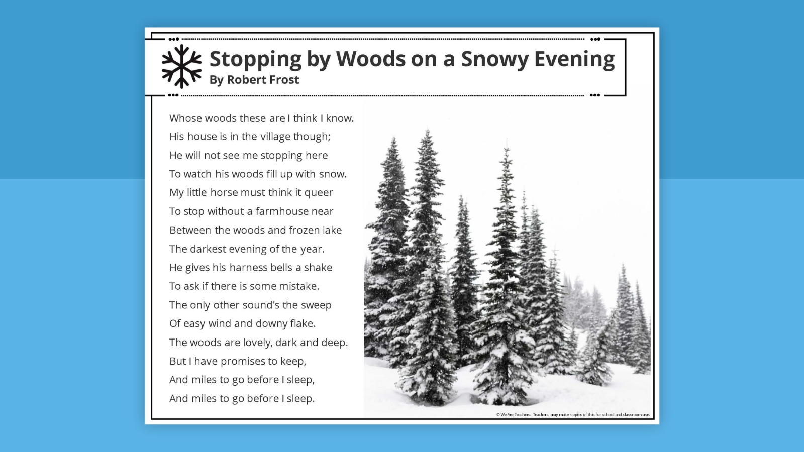 "Stopping by Woods on a Snowy Evening" (Free Printable Poem)