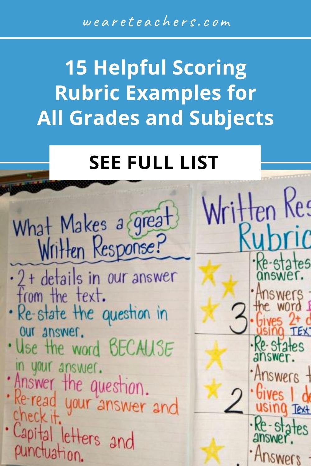 15 Helpful Scoring Rubric Examples for All Grades and Subjects