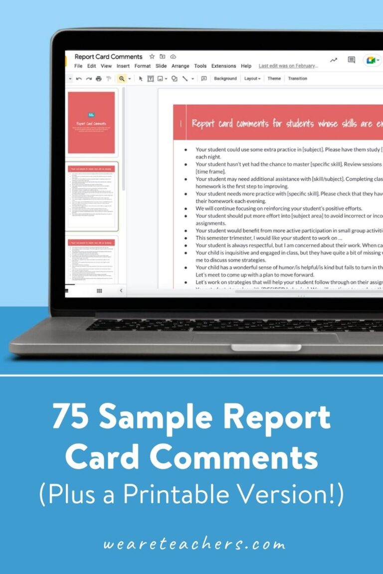 Sample Report Card Comments for Any Teaching Situation