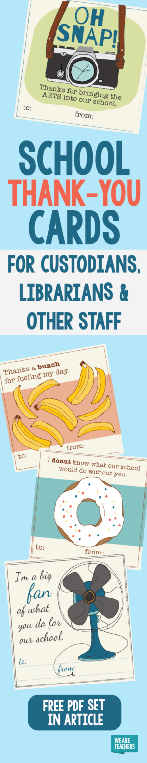 School Thank-You Cards for Custodians, Librarians and Other Staff We ...