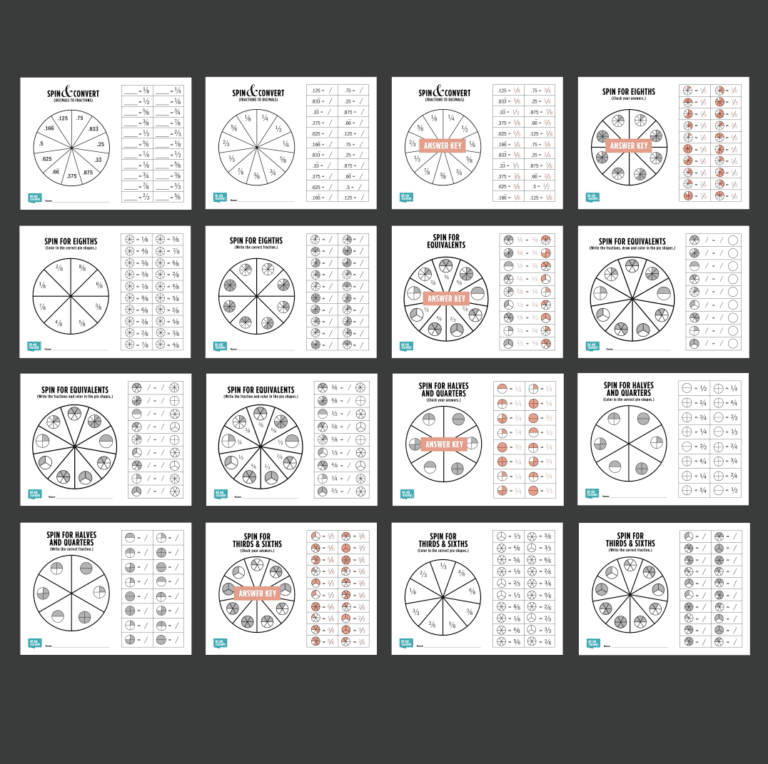 Free Fractions Worksheets - Printable Spinner Games - WeAreTeachers