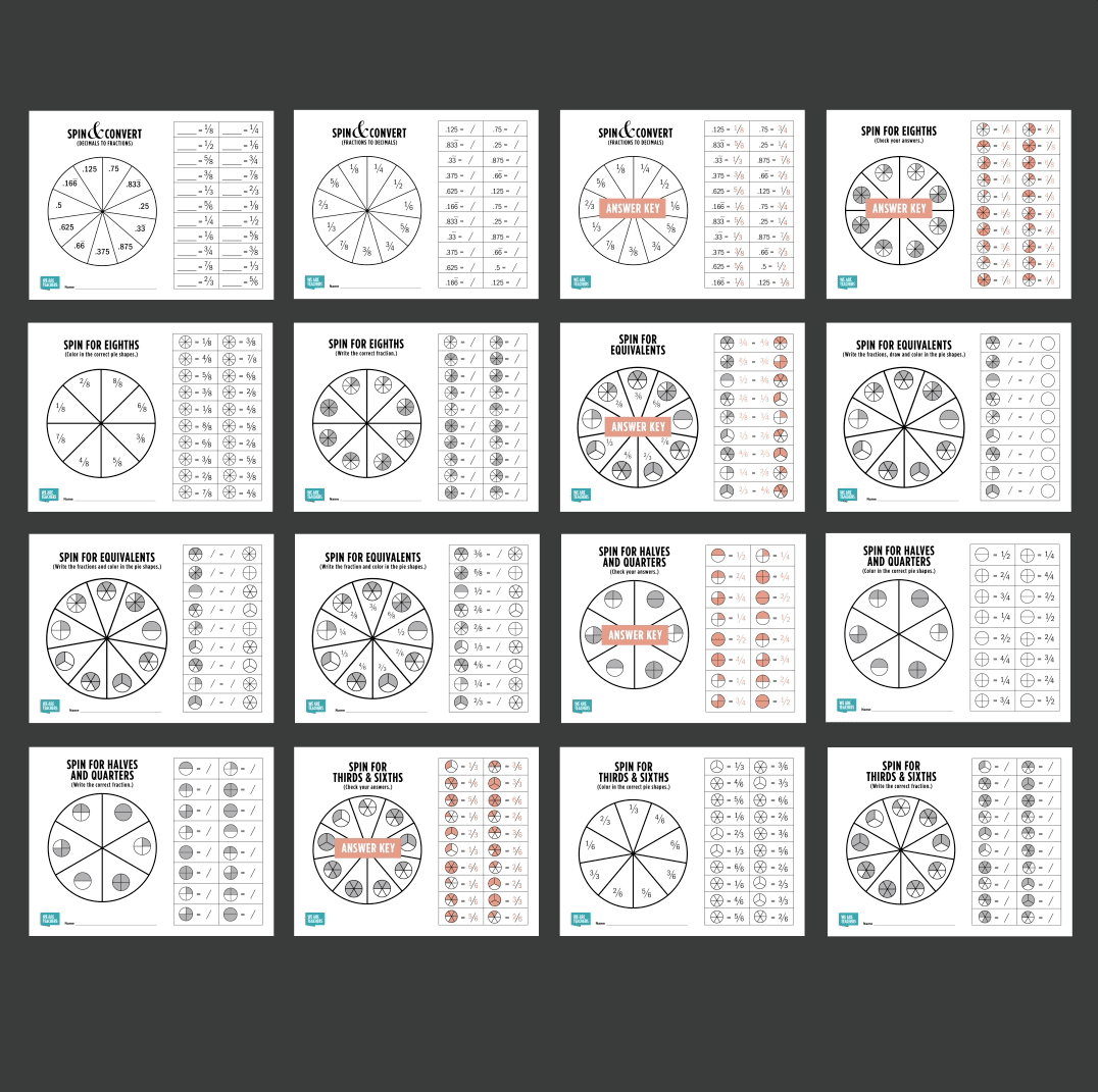 Free Fractions Worksheets - Printable Spinner Games - WeAreTeachers