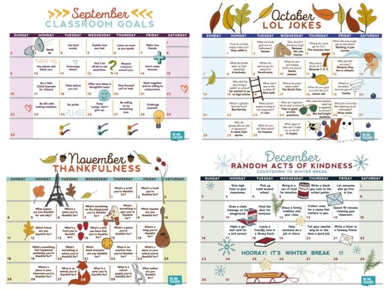 2018 Teacher Calendar - Free Printable for Your Classroom