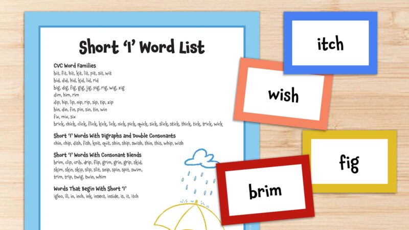 Short 'I' Words (Lists, Teaching Ideas, and Free Printables)