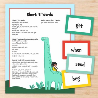 Short 'E' Words (List, Teaching Ideas, and Free Printables)