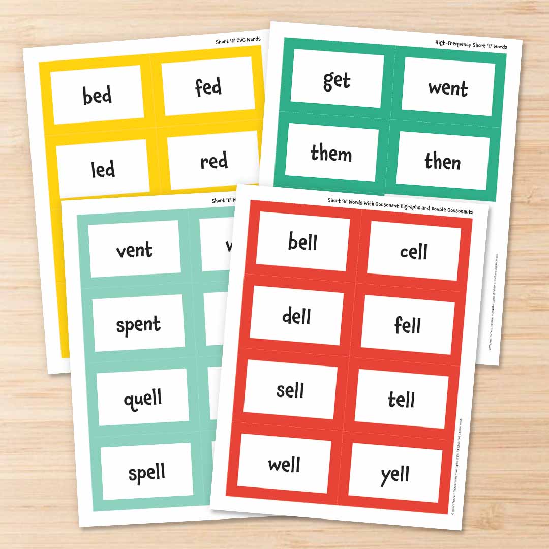 Short 'E' Words (List, Teaching Ideas, and Free Printables)